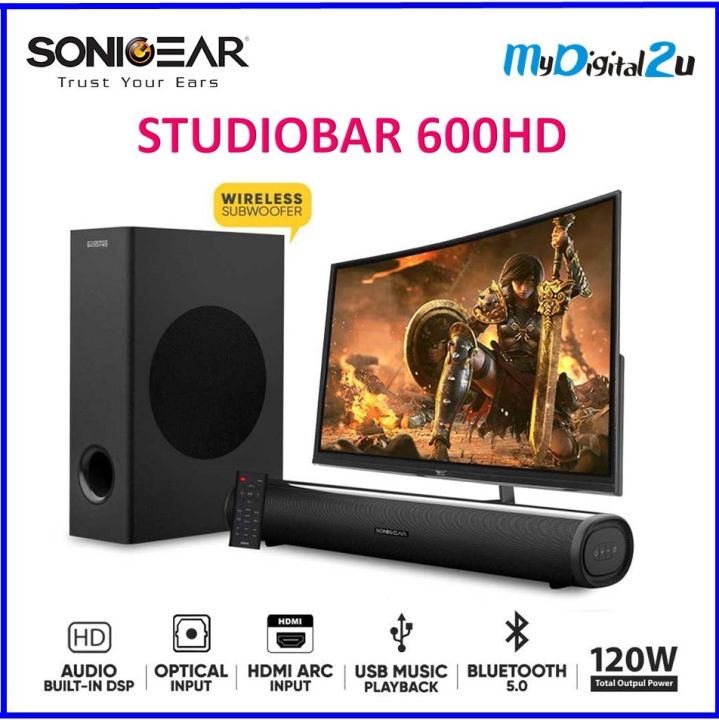 SonicGear StudioBar 600HD Bluetooth TV Speaker / HDMI ARC / 120 Watts ...