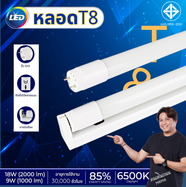 หลอดไฟLED T8 หลอดไฟยาว 9W/18W/20W/40W หลอดไฟสั้น ขั้วสีขาว ขั้วสีทอง หลอดนีออนแอลอีดี | Lazada.co.th