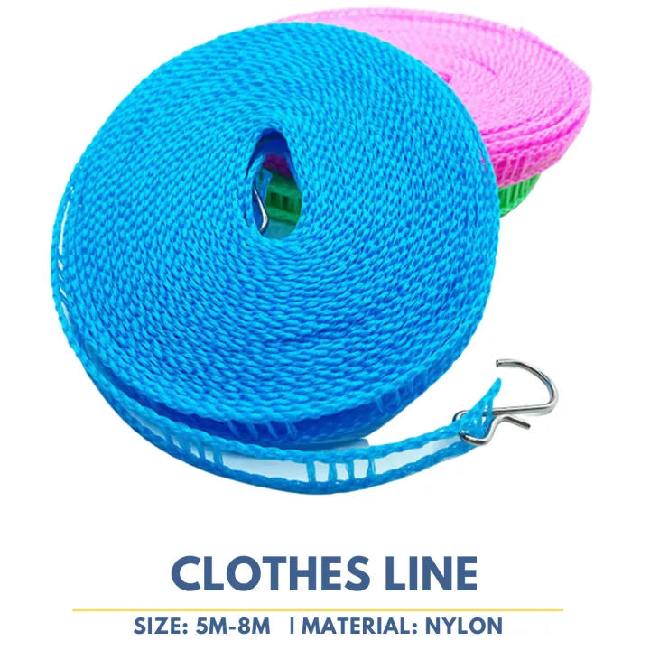 Clothesline 5M / 8M Outdoor Windproof Clothesline Travel Retractable ...