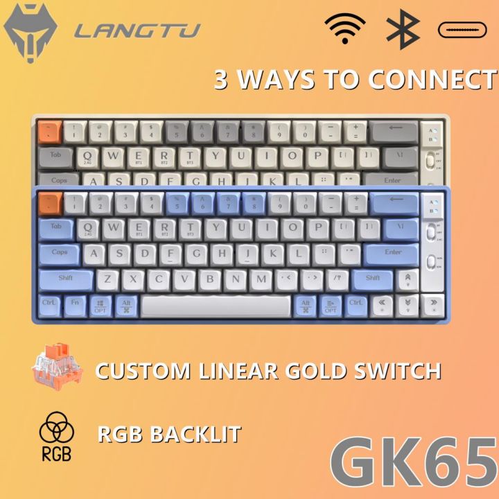Langtu GK65 3-Mode Gold Switch Hotswapable RGB Wireless Mechanical ...