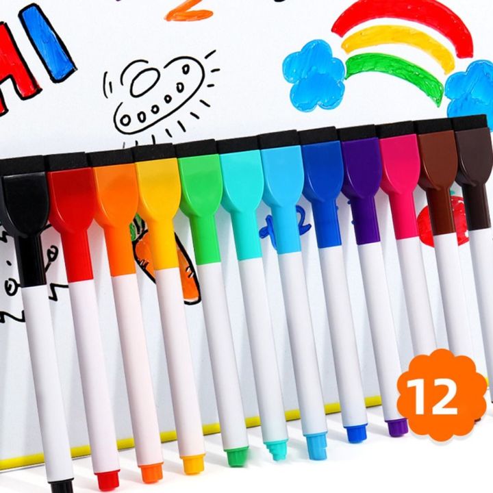 FIRST STRING Portable Colorful Whiteboard Marker Erasable icless Marker ...