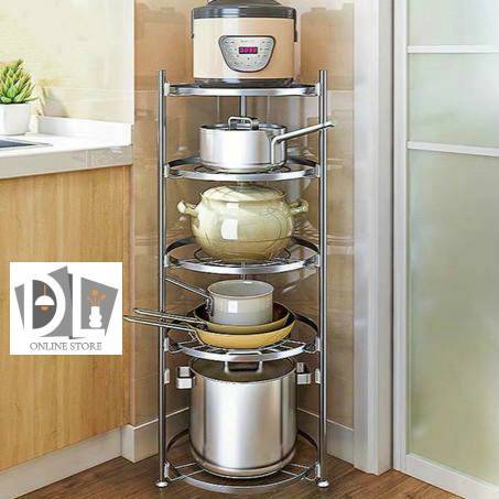 [DL] 2/3/5 Layer Stainless Steel Kitchen Pot Rack Kitchen Rack Pan Rak ...
