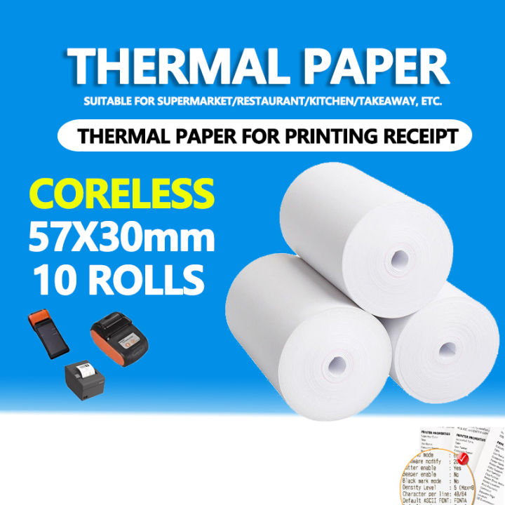 Thermal Paper for POS receipt thermal printers 57x30 (200 rolls ...