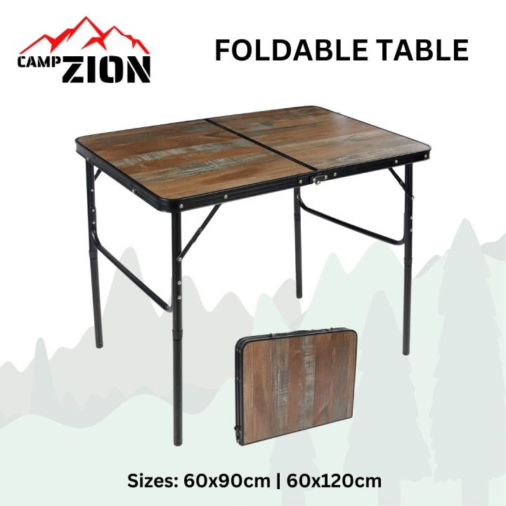 Folding Table Outdoor Camp Outdoor Foldable Wood Grain Color Picnic ...