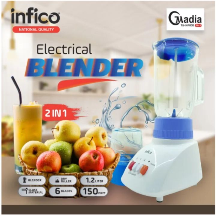 Infico Blender Kaca 1.2L INFICO MADIA 2in1 150Watt-original | Lazada ...