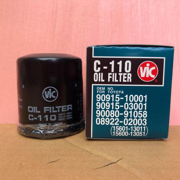 VIC C-110 OIL FILTER FOR TOYOTA COROLLA, VIOS, RAV4, PREVIA, RUSH, ECHO, YARIS, INNOVA, FORTUNER ...