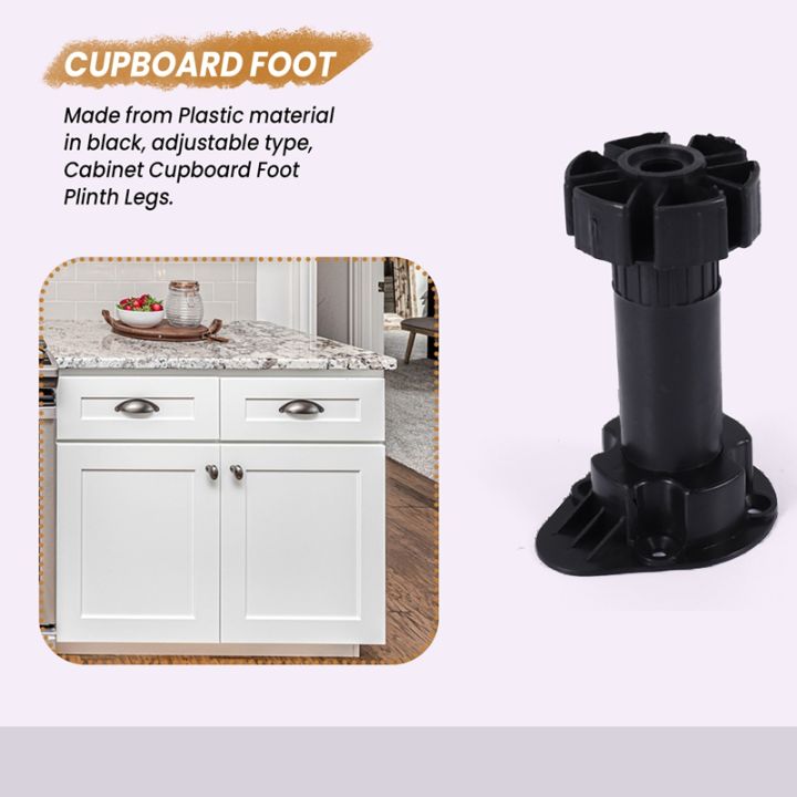 (XGON) 2x Plastic Adjustable Height Kitchen Cupboard Plinth Foot Leg ...