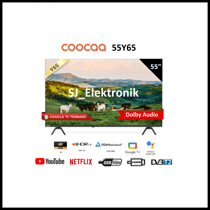 Coocaa 55Y65 Google TV UHD 4K | Coocaa Y65 LED TV 55 Inch Smart TV | Lazada Indonesia