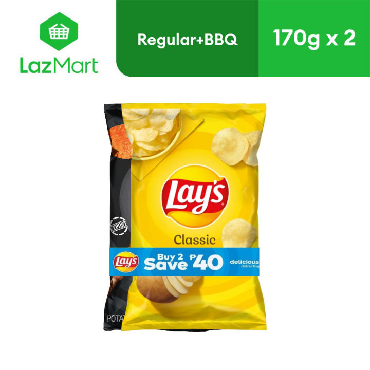 Lays Regular + Lays BBQ 170g Save40 | Lazada PH
