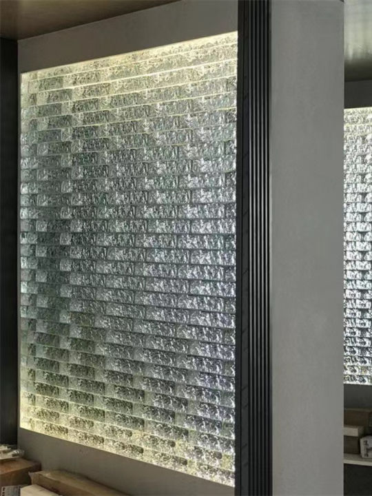 [tgrx] *Glass brick transparent square partition wall, ice grain color ...