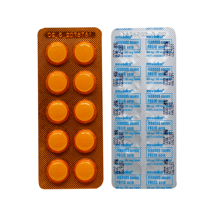 RITEMED Anti-Anemic Ferrous Sulfate Folic Acid 300mg (Sold per Tablet ...