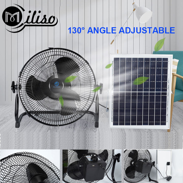 MILISO Solar Floor Fan 12 Inch Portable Wireless Rechargeable Table Fan ...