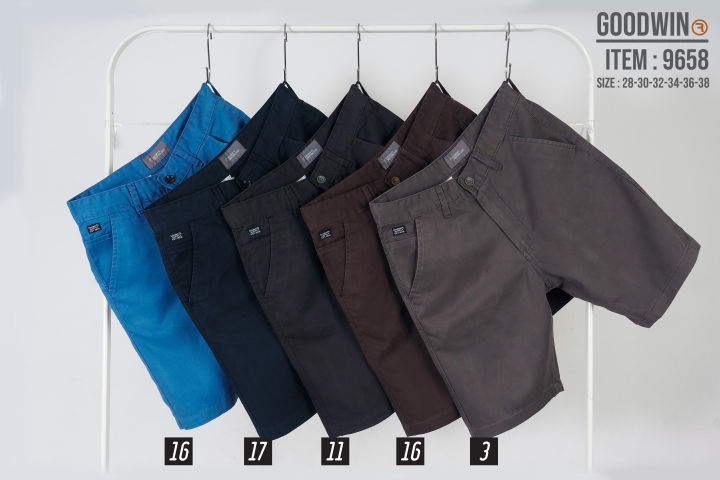 GW⚡9658 กางเกงขาสั้น ผู้ชาย ผ้าคอตต้อน สีพื้น ยาว 19-21 นิ้ว ไซส์ 28-38 ...