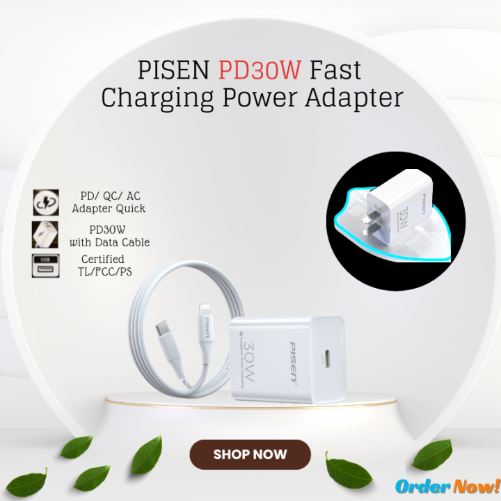 Pisen High Quality PD30W Single Port Quick Charger Set | Lazada PH