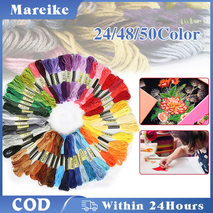 50/24 Colors Embroidery Thread Set Cross Stitch Thread Roidery Thread ...