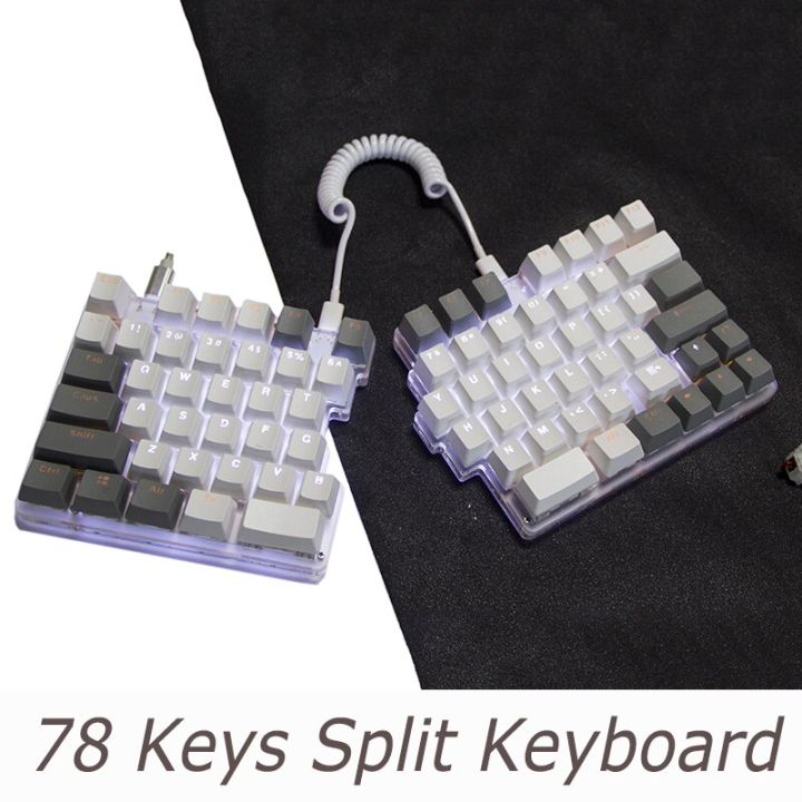 Split Macro Keyboard 78Key LED Backlight Type C Programming Mechanical ...