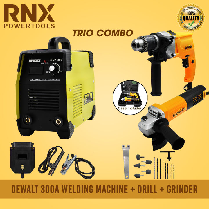 [ TRIO SET ] DeWALT MMA-300 Welding Machine + 2in1 DeWALT Grinder and ...