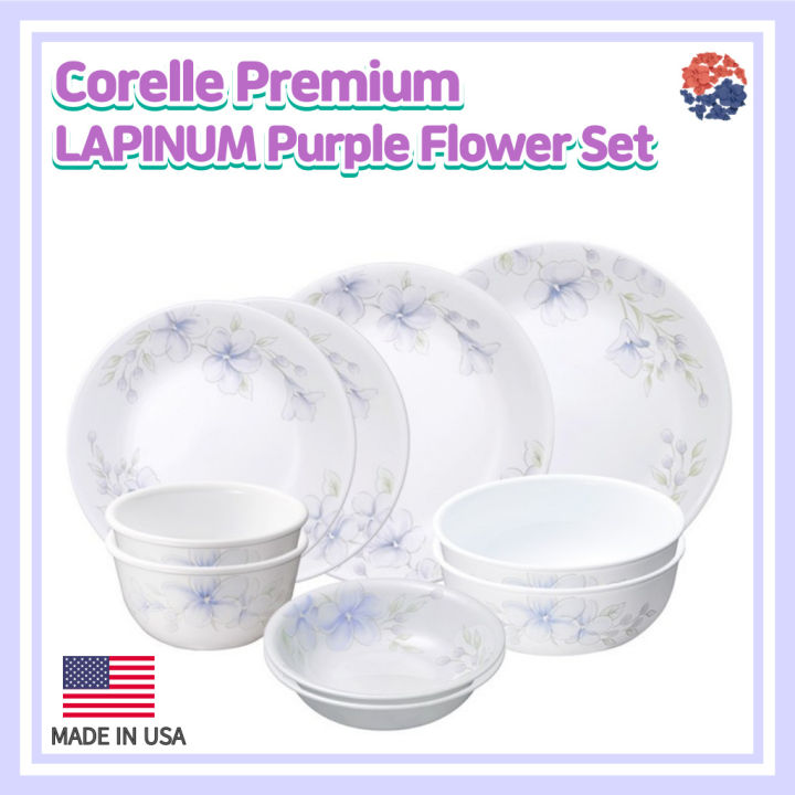 CORELLE PREMIUM LAPINUM Purple Flower Dinnerware 10p set /Corelle USA ...