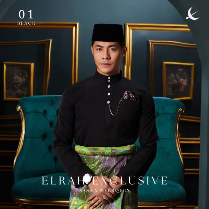 [Free Sampin] Baju Melayu Elrah Ultimate 2.0 [Black-White] | Lazada