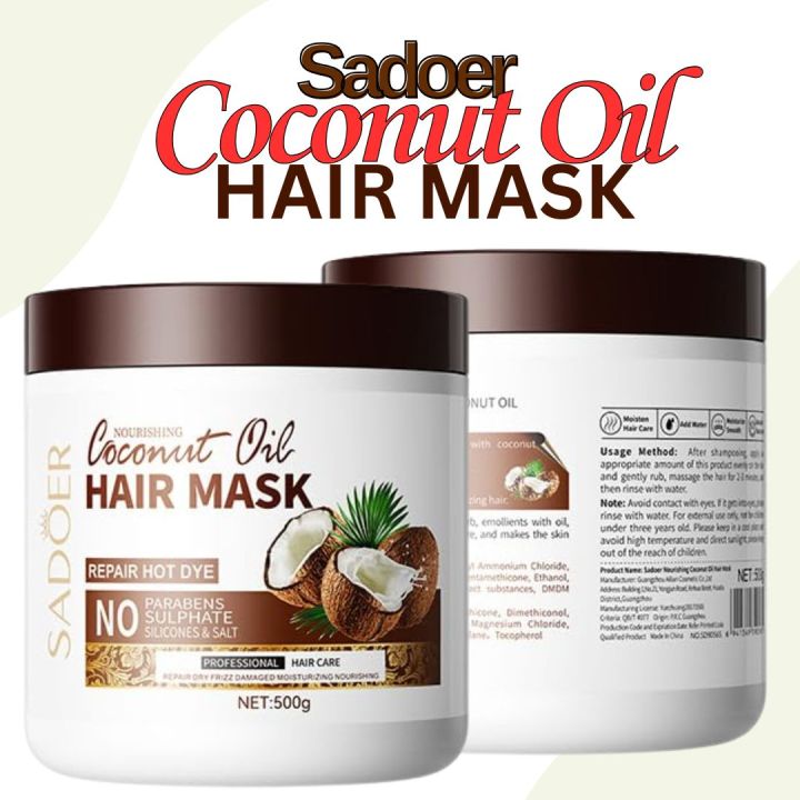 Sadoer Coconut Oil Hair Mask Dry Hair Repair Pure Organic Coconut Oil 500g | Lazada PH