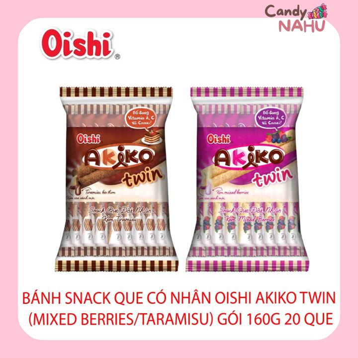 Bánh snack que có nhân Oishi Akiko Twin (Mixed Berries/Taramisu) gói 140g 10 que | Lazada.vn