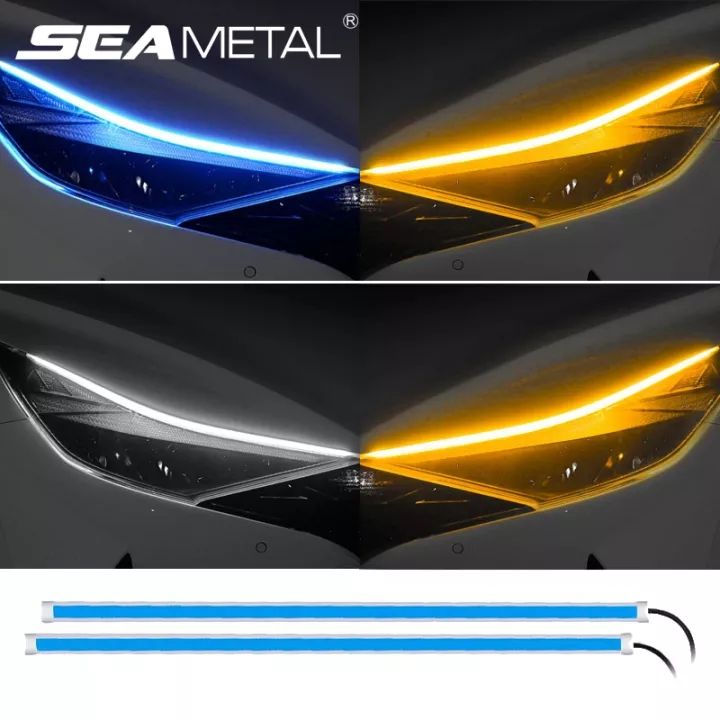 SEAMETAL 2pcs Car Drl Led Daytime Running Light Turn Signal Flexible Soft Tube Guide Car LED ...