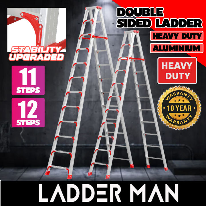 9/10 Step Ladderman Heavy Duty Aluminium Double Sided Ladder Multi ...