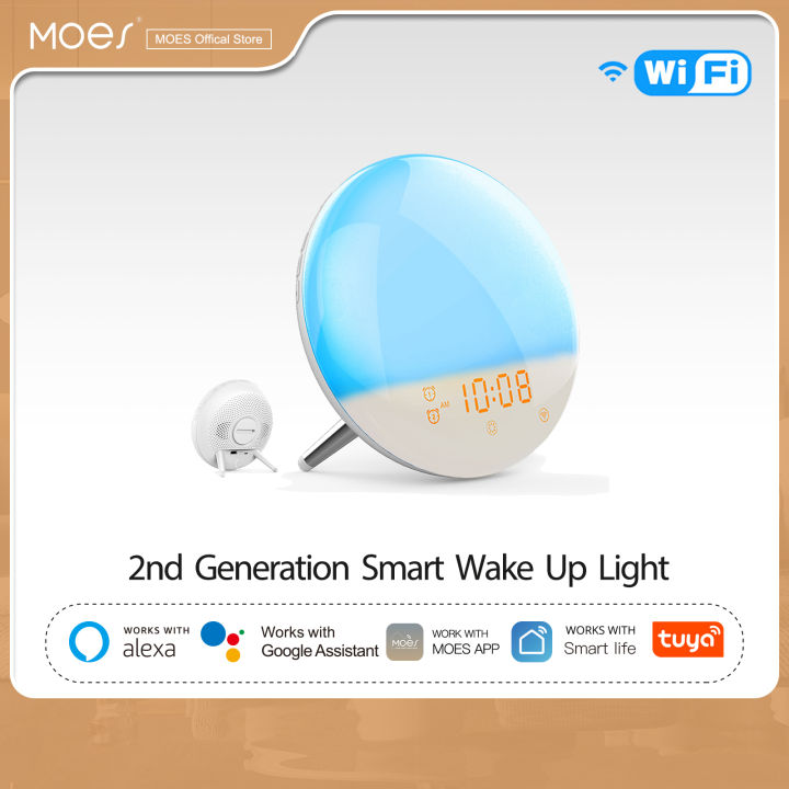WiFi Wake Up Smart Light Alarm Clock with 7 Colors Sunrise Sunset ...