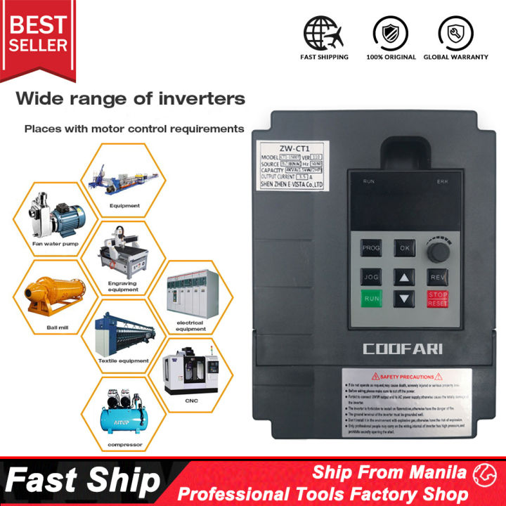COOFARI VFD AC 2.2KW Variable Frequency Drive VFD Frequency Converter Inverter Speed Controller ...