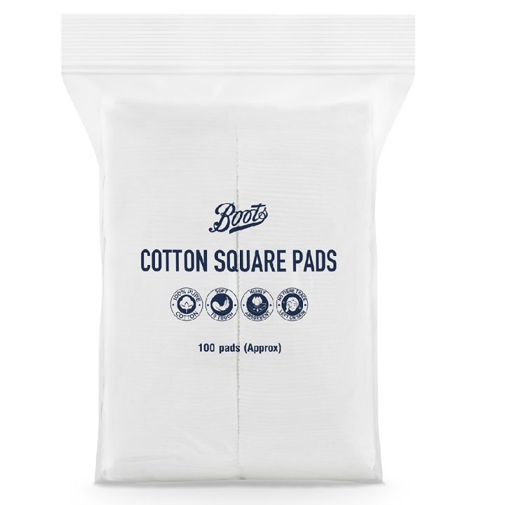 BOOTS COTTON SQUARE PADS 100S บู๊ทส์ คอนเทิน สแควร์ แพดส์ 100 แผ่น ...