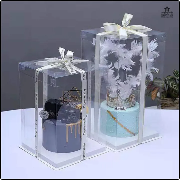 [gpax] 8/10/12inch Transparent Plastic Cake Box Cake Carrier Packaging ...