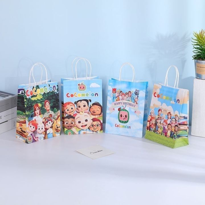 4pcs/set Cocomelon Paper Bags Cocomelon Anime Colorful Print 15*21*8cm ...
