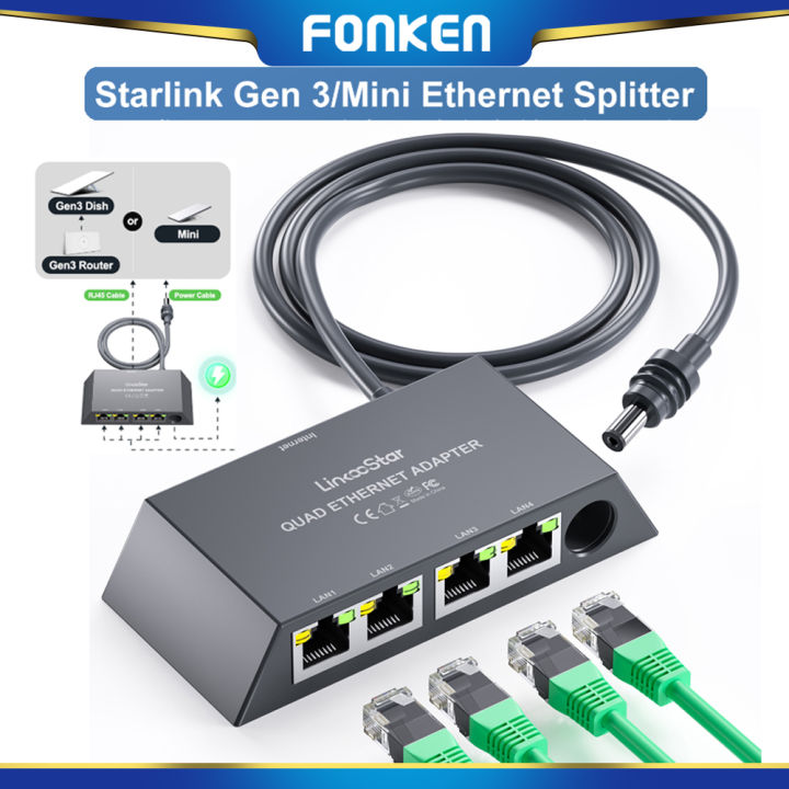 FONKEN Starlink Ethernet Adapter for Starlink Gen3/ Starlink Mini ...