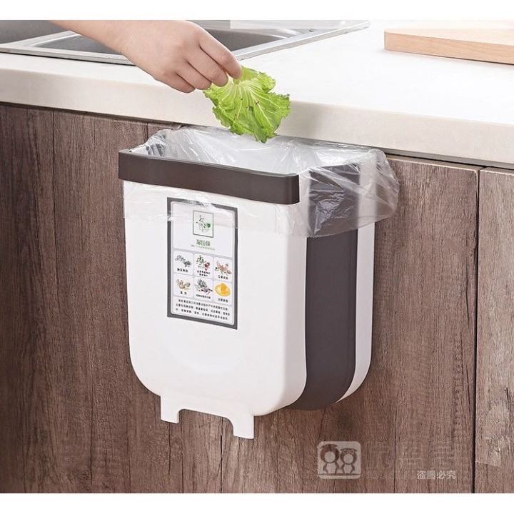 COD Kitchen Cabinet Hanging Foldable Trash Bin Trash Can Easy Open and ...