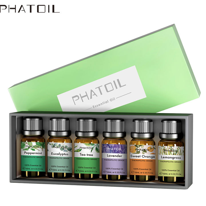 PHATOIL 10ML Essential Oils Set | 6bottle/set Lavender Lemon Sweet Orange Lemongrass Eucalyptus ...