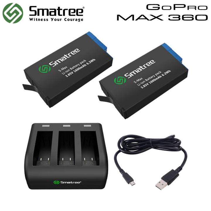Smatree Battery (2-Pack) With 3-Channel Charger for GoPro Hero Max ...