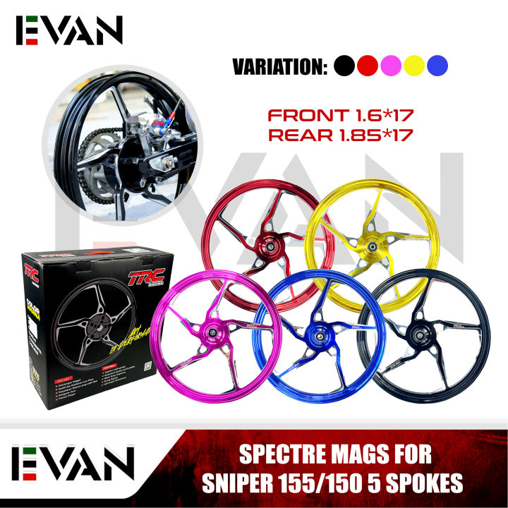EVAN.COM TRC Mags Spectre 5spokes For YAMAHA Sniper 155/150 (1.6 17 x 1 ...