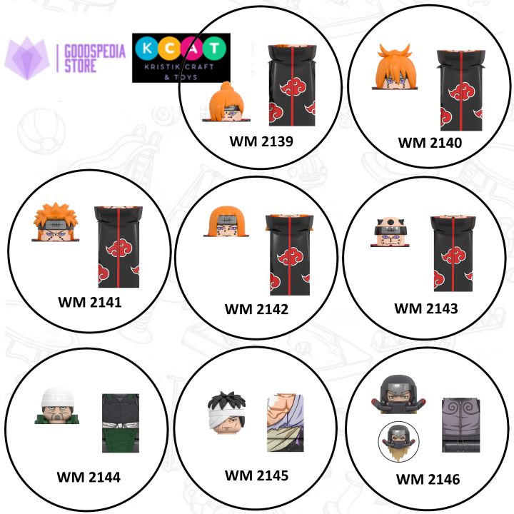 Figure Mini balok susun WM6112 Naruto series Pain Mifune Shimura Danzo ...