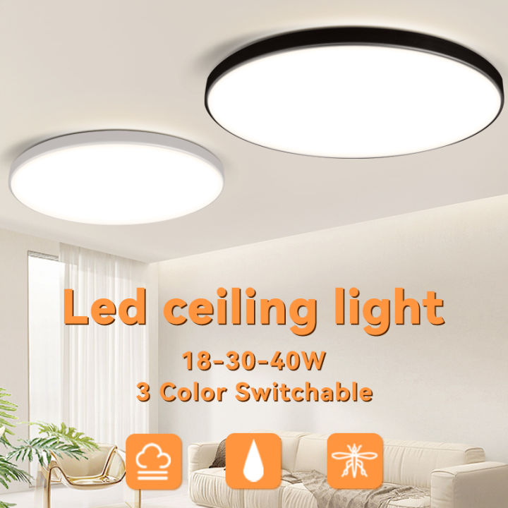 LED Ceiling Light 3 Colors Indoor Led Panel Lighting 18/30/40W Round ...