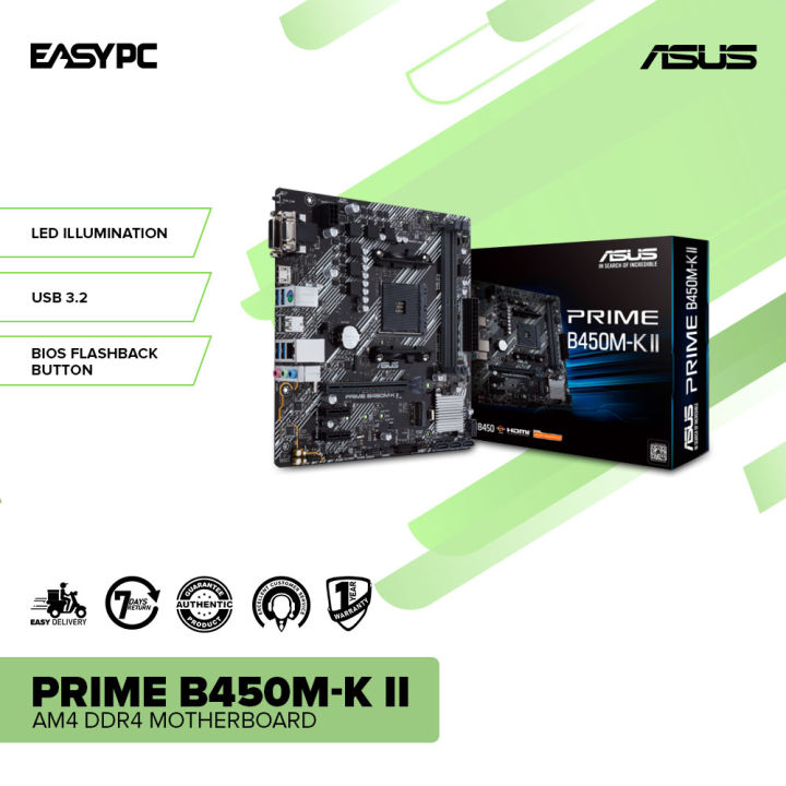 EasyPC | ASUS Prime B450M-K II AM4 MATX for factor BIOS flashback USB 3 ...