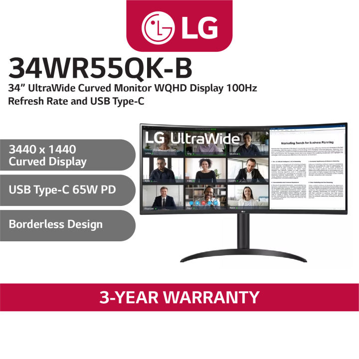 LG 34WR55QK-B 34" UltraWide™ Curved Monitor with WQHD HDR10 Display ...