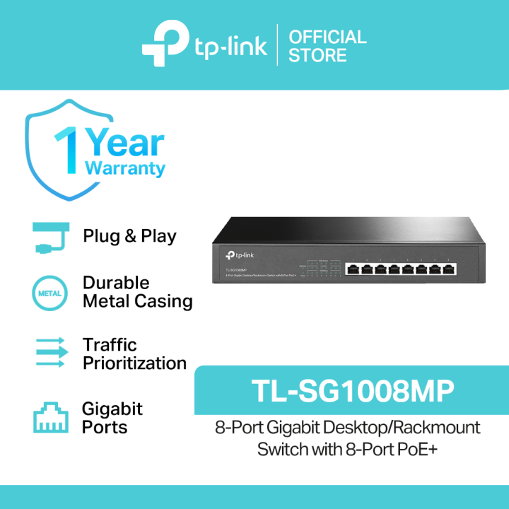 TP-Link TL-SG1008MP Plug and Play 10/100/1000Mbps 8-Port Gigabit ...