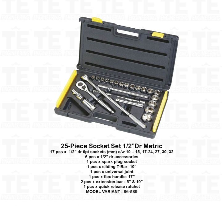Stanley 25-Piece Socket Set 1/2" Dr Metric (86-589) | Lazada