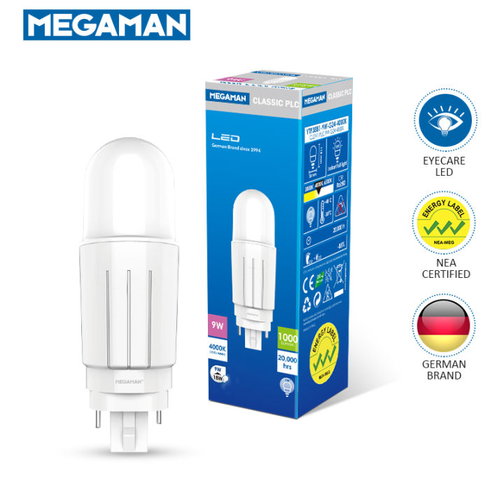 MEGAMAN Classic LED 9W PLC (vertical) G24 EyeCare ideal fluorescent ...