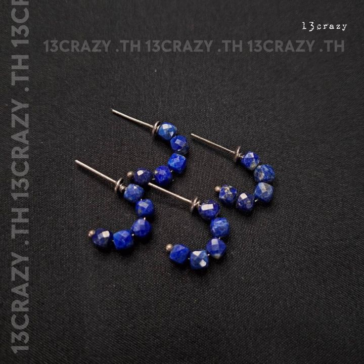 [13crazy] ต่างหูปักก้านเงินแท้92.5% หินมงคล ขนาดหิน4mm. | Lazada.co.th