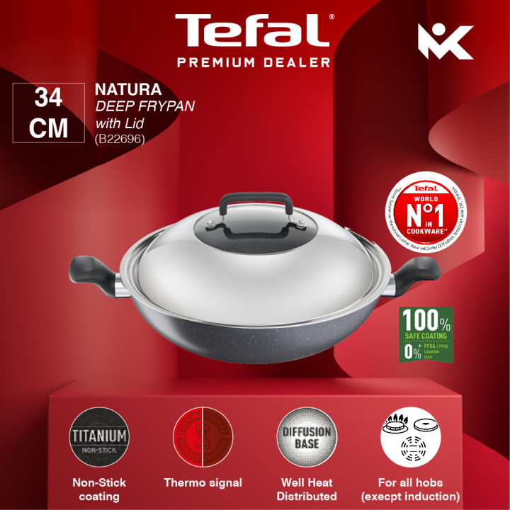 Tefal Natura Wok with Lid (34cm) - B22696 | Lazada