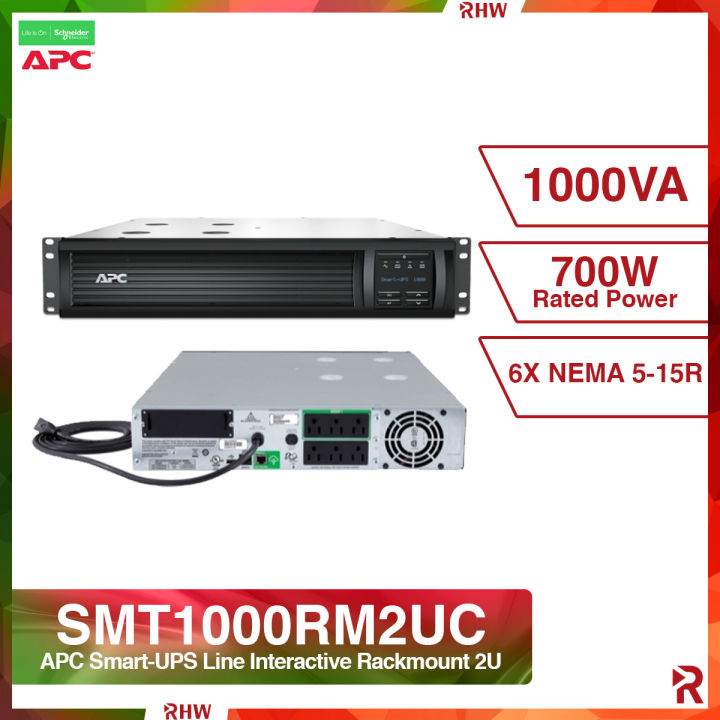 APC SMT1000RM2UC Smart-UPS, Line Interactive, 1000VA, Rackmount 2U ...