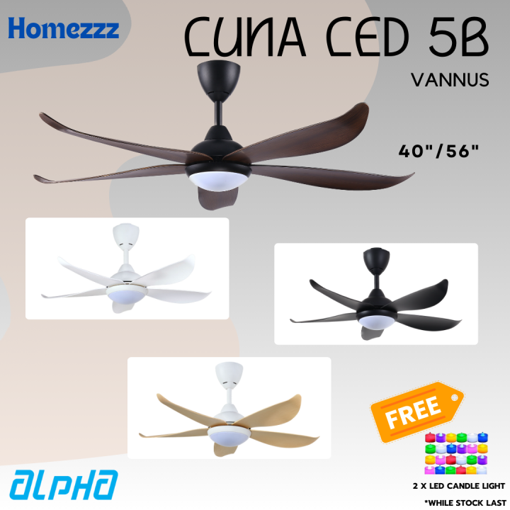 ALPHA Vannus - LUNA LED 5B 40 Inch 56 Inch DC Motor Ceiling Fan with 5 ...