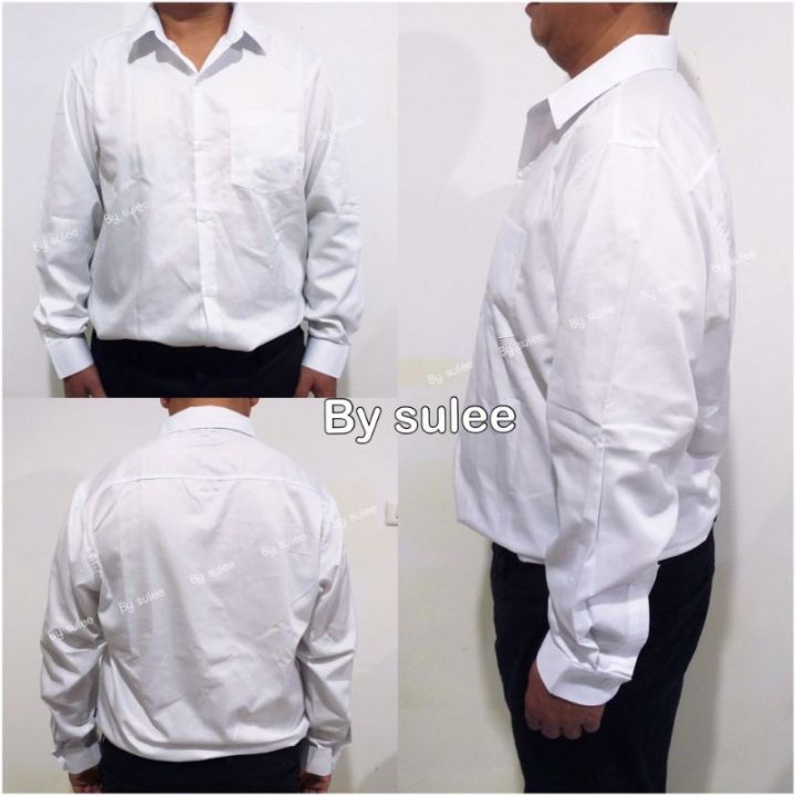 dp_shop เสื้อเชิ๊ตทำงาน เสื้อเชิ๊ตลำรอง ไซส์ใหญ่** เสื้อเชิ้ตผู้ชายแขนยาวสีขาว[[อก42-54นิ้ว ...