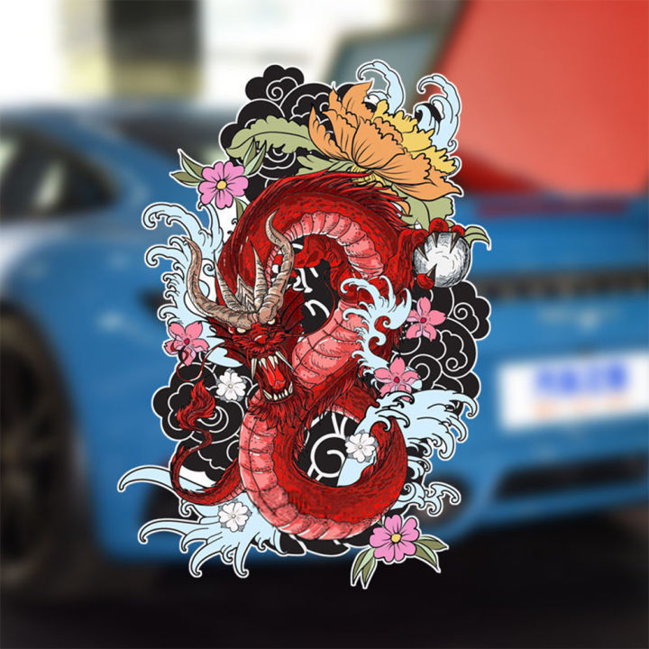 JDM Sticker Dragon Car Sticker Modified Sticker Samurai Helmet Electric ...